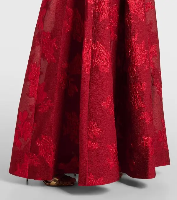 Rebecca Vallance Henrietta Belted Brocade Gown - Red
