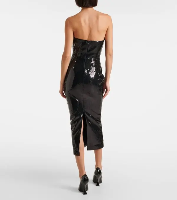 Alex Perry Sequined Bustier Midi Dress