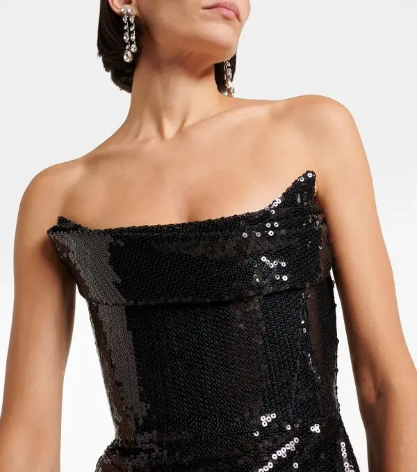 Alex Perry Sequined Bustier Midi Dress