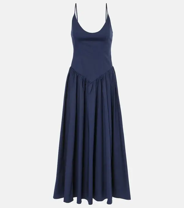 Staud Dena Cotton Midi Dress - Blue