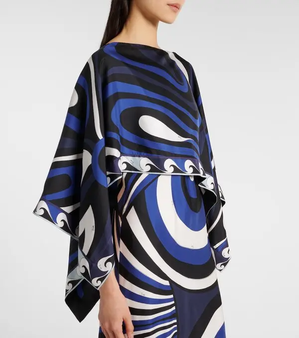 Emilio Pucci Iride Silk Slip Dress And Cape Set