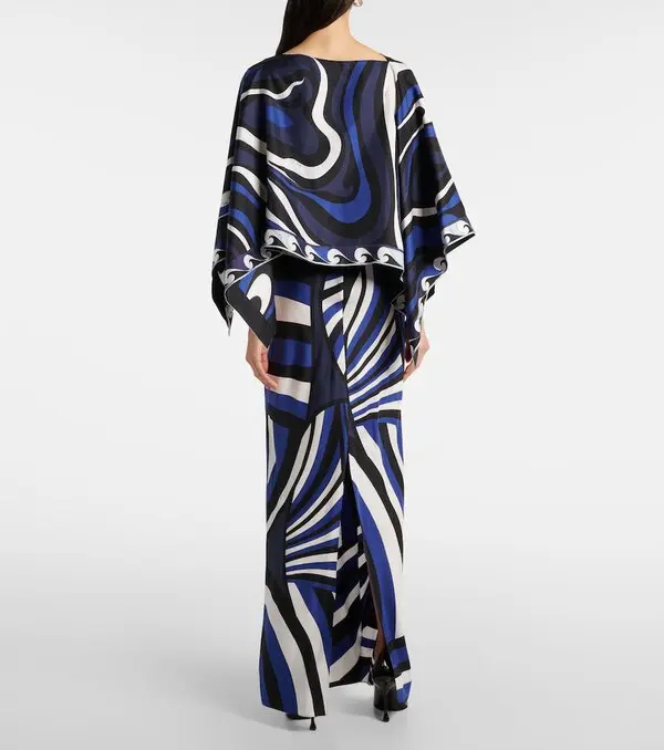 Emilio Pucci Iride Silk Slip Dress And Cape Set
