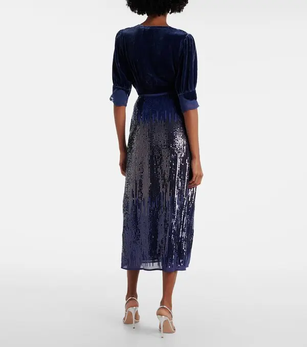 Rixo Kelly Sequined Midi Skirt
