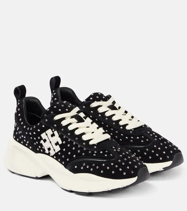 Tory Burch Good Luck Leather Sneakers - Black