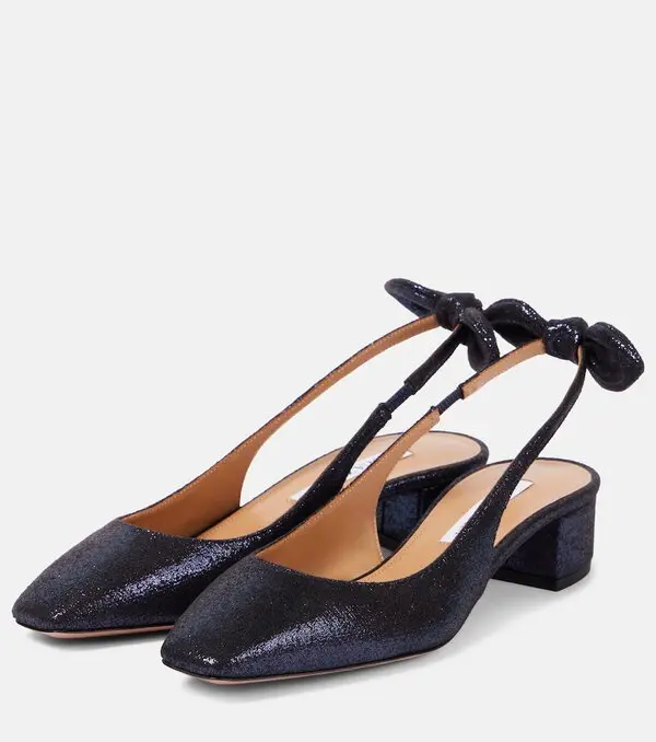 AQUAZZURA Very Bow Slingback Pumps - Blue