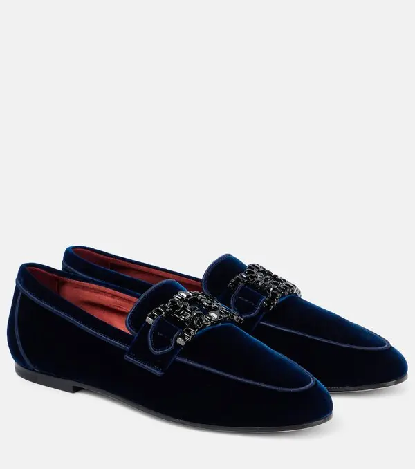 TOD'S Velvet Embellished Loafers