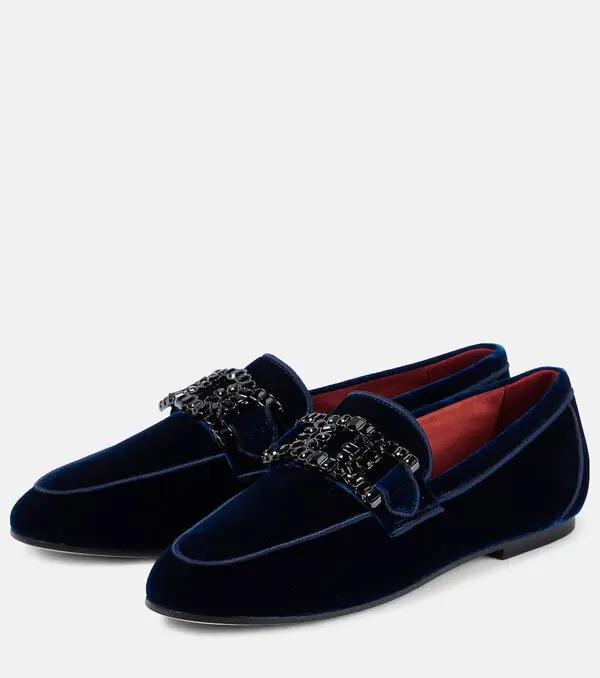 TOD'S Velvet Embellished Loafers