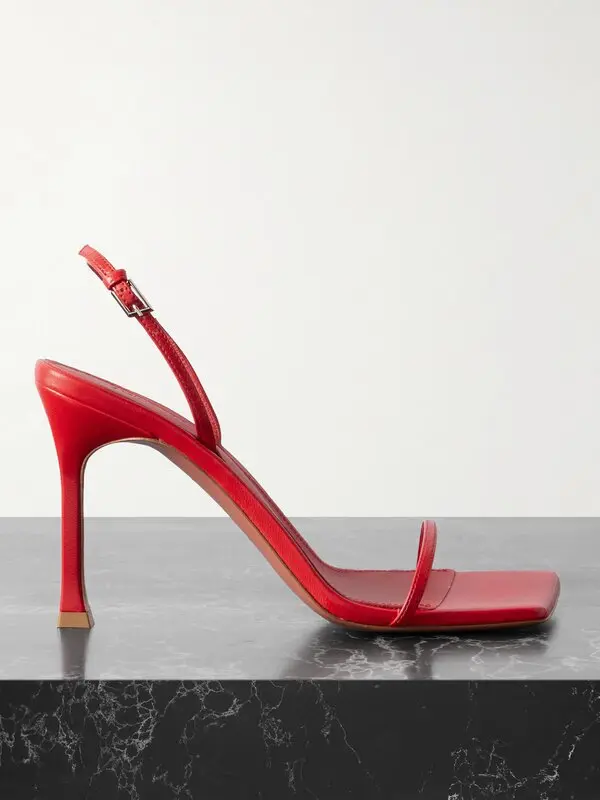 Amina Muaddi Maya Leather Sandals - Red