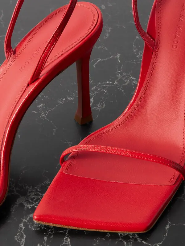 Amina Muaddi Maya Leather Sandals - Red