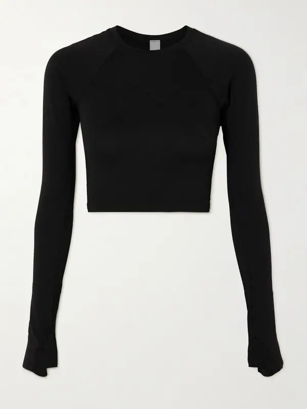 Lululemon Swiftly Tech Cropped Long-sleeve T-shirt - Black