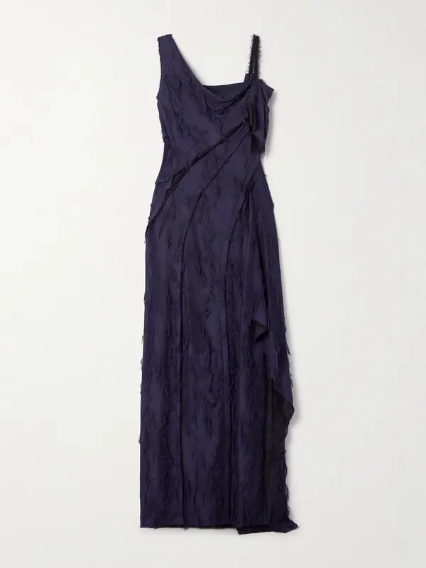 JASON WU Asymmetric Fil Coupé Woven Maxi Dress - Blue