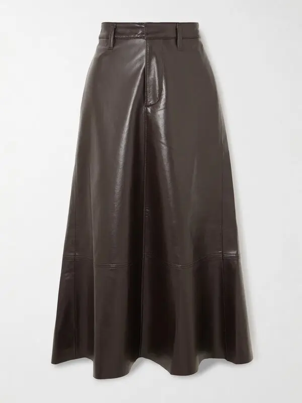 Citizens Of Humanity Cassia Recycled Leather-blend Midi Skirt - Brown