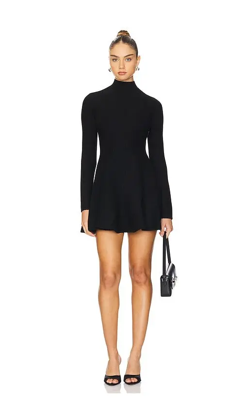 FLEUR DU MAL Knit Long Sleeve Corset Dress - Black