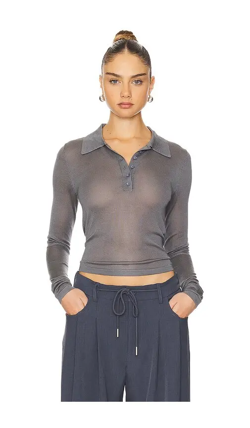 Lioness Long Sleeve Polo Shirt - Grey