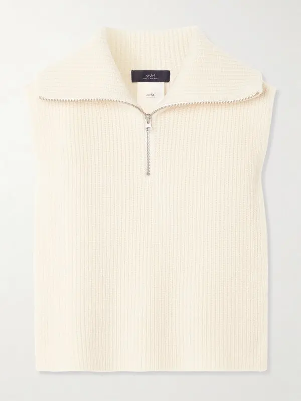 Arch4 Ribbed Cashmere Half-zip Snood