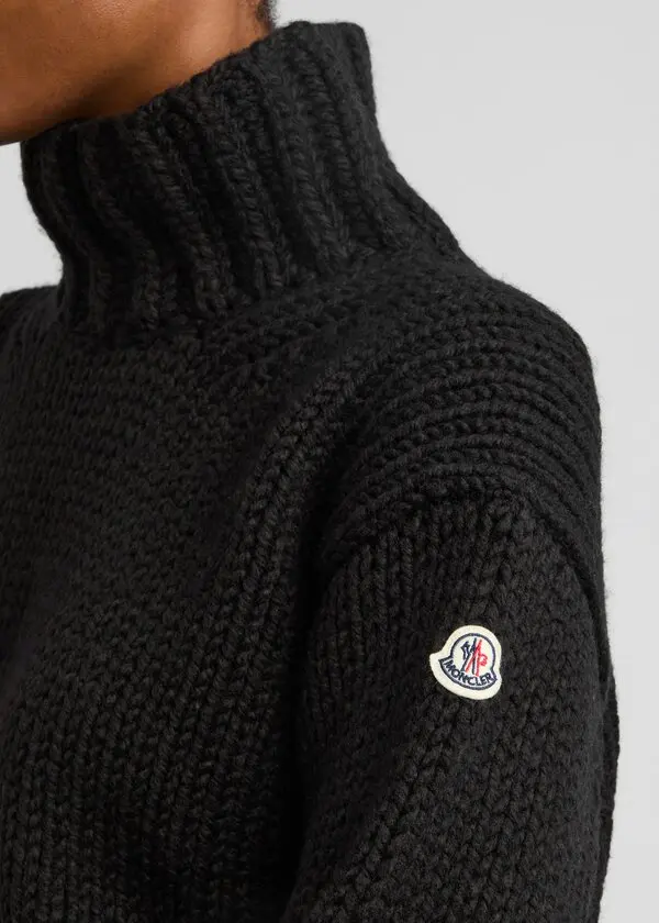 Moncler Wool-blend High Neck Jumper With Appliqu