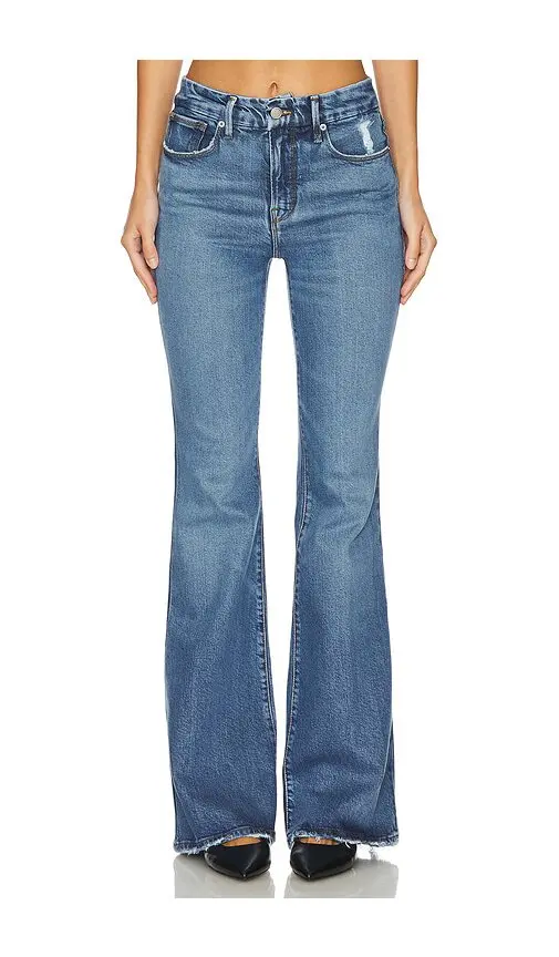 Good American Good Legs Flare Jeans - Denim-medium