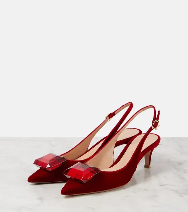GIANVITO ROSSI Velvet Slingback Pumps