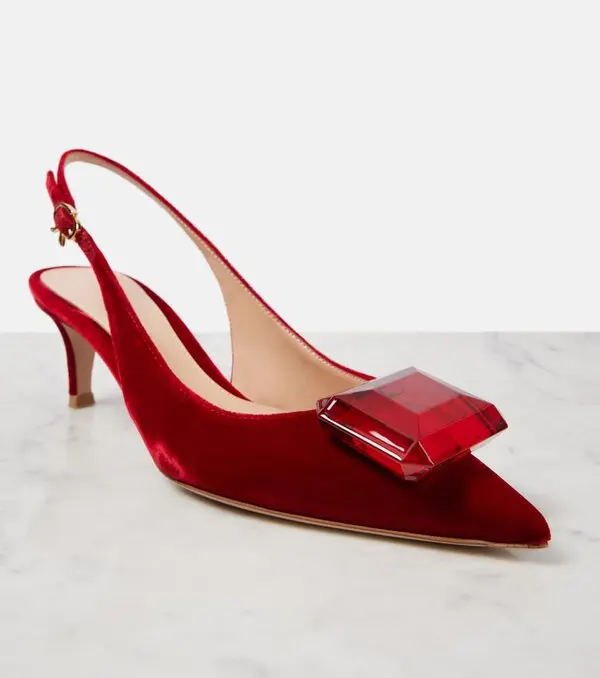GIANVITO ROSSI Velvet Slingback Pumps