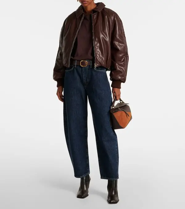AGOLDE X Shoreditch Ski Club Tate Faux Leather Bomber Jacket