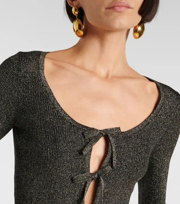 GANNI Ribbed Metallic Logo Top - Multicoloured