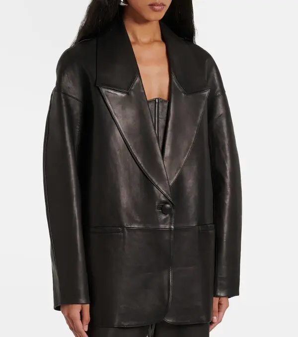 THE SEI Slouchy Leather Blazer