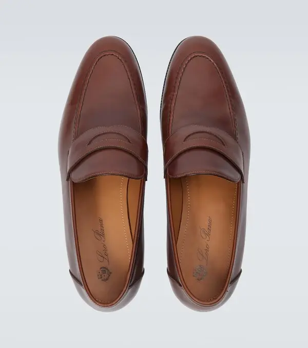 Loro Piana Sergio Leather Penny Loafers - Brown