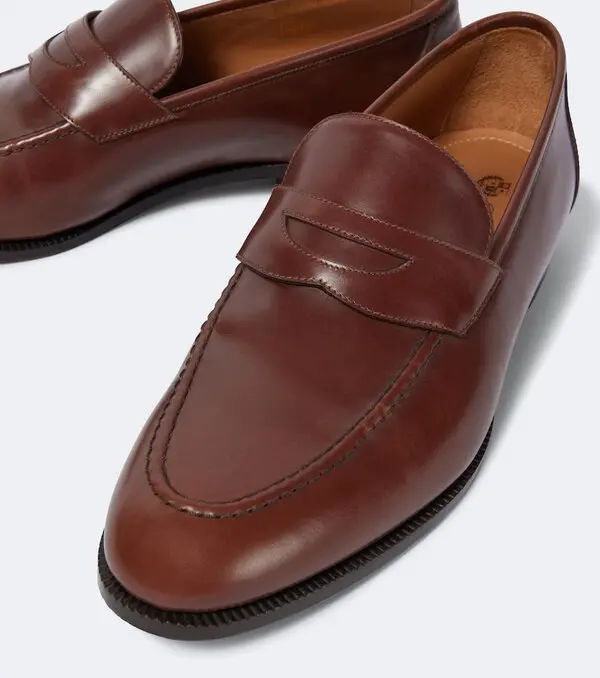 Loro Piana Sergio Leather Penny Loafers - Brown