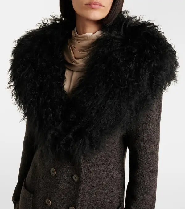 Magda Butrym Shearling-trimmed Cashmere Coat