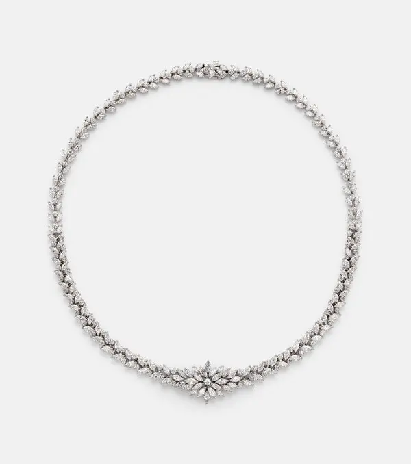 Yeprem 18kt White Gold Diamond Choker - Silver