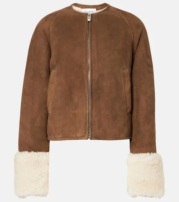 Alaïa Shearling-trimmed Suede Jacket