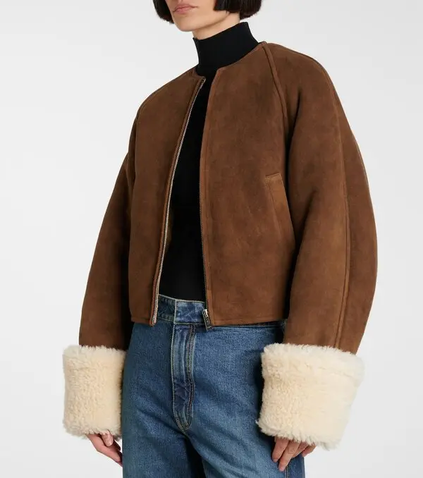 Alaïa Shearling-trimmed Suede Jacket