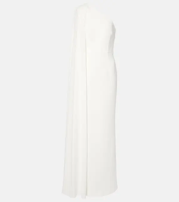 Rebecca Vallance Athena One-shoulder Crepe Gown - White
