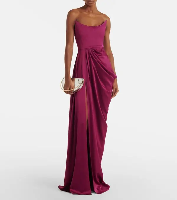 Alex Perry Draped Satin Crepe Gown