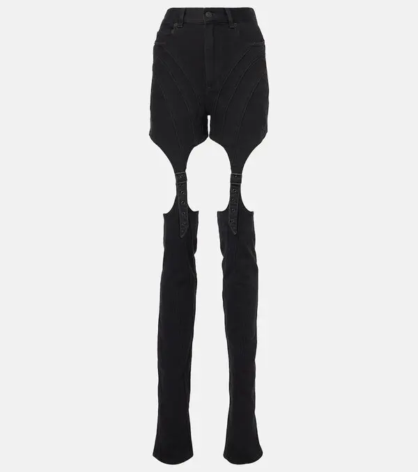 MUGLER High-rise Cutout Skinny Jeans - Black