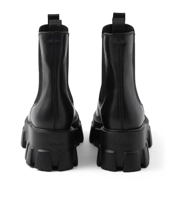 Prada Leather Monolith Ankle Boots