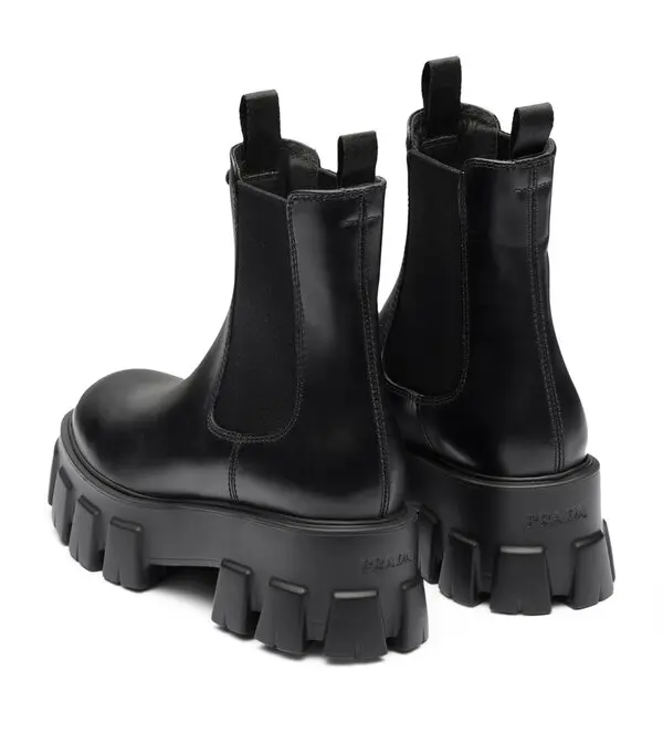 Prada Leather Monolith Ankle Boots