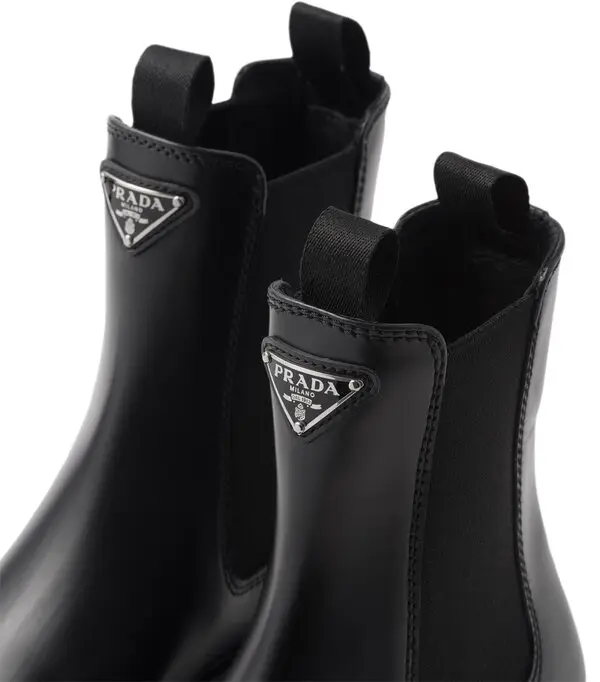 Prada Leather Monolith Ankle Boots