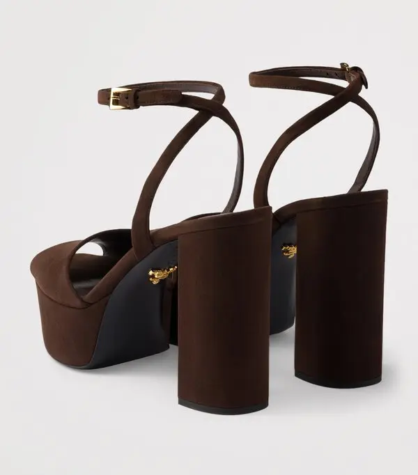 Prada Suede Platform Sandals - Brown