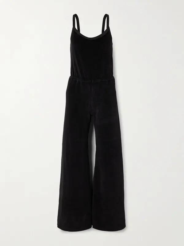 Suzie Kondi Elma Cotton-blend Velour Jumpsuit - Black