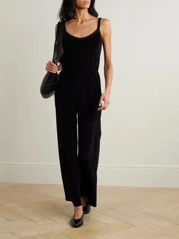 Suzie Kondi Elma Cotton-blend Velour Jumpsuit - Black