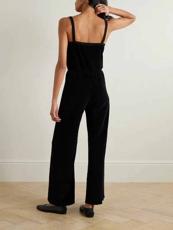 Suzie Kondi Elma Cotton-blend Velour Jumpsuit - Black