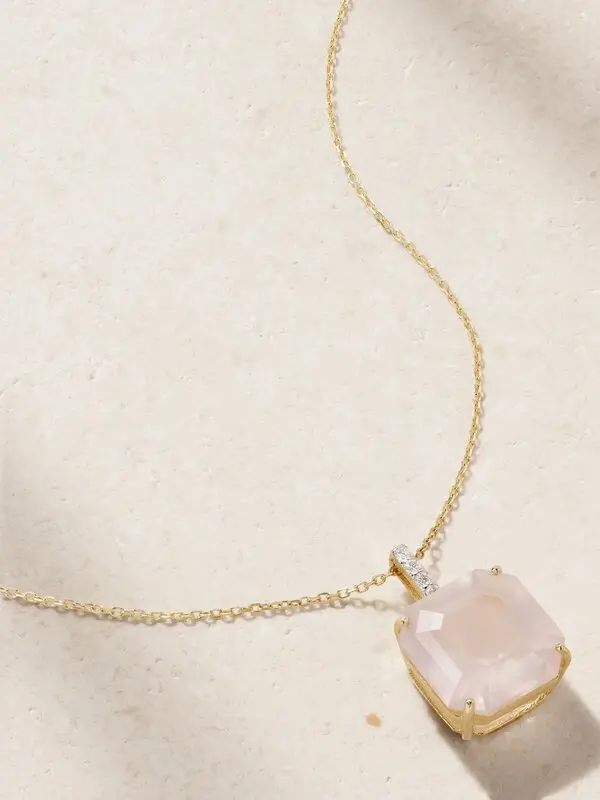 Mateo 14k Gold Topaz And Diamond Necklace - Pink