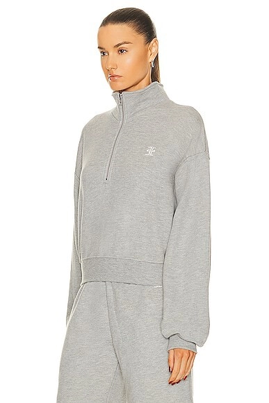 Eterne Cropped Half Zip Sweatshirt - Heather Grey