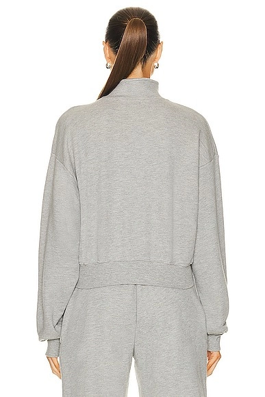 Eterne Cropped Half Zip Sweatshirt - Heather Grey