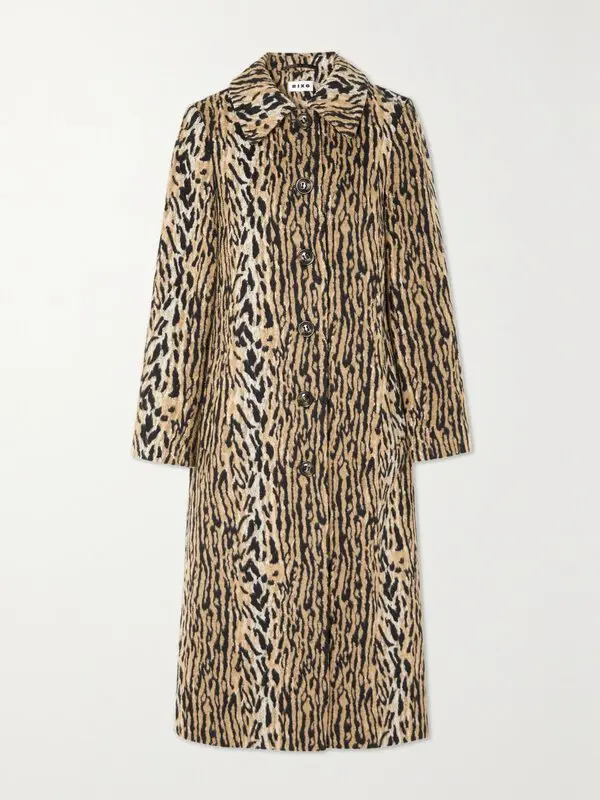 Rixo Milly Leopard-print Felt Coat - Brown