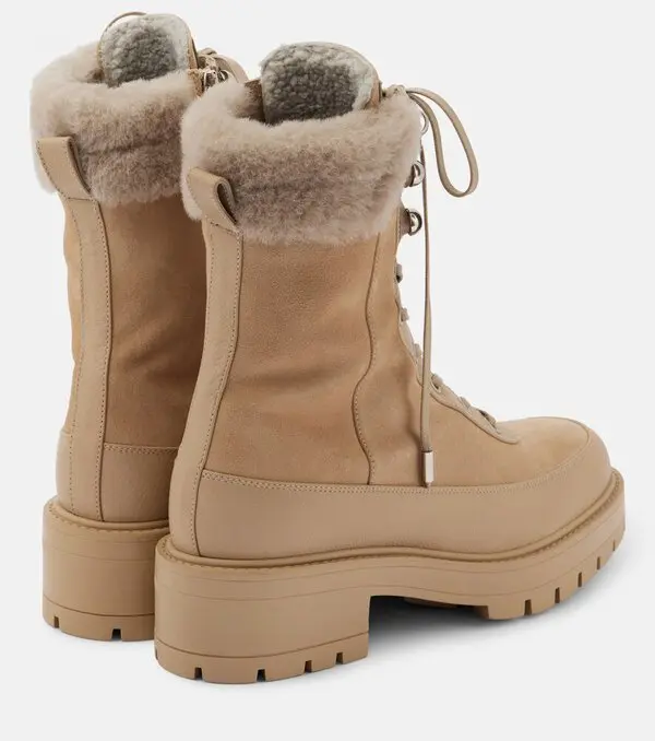 AQUAZZURA Very Cortina Shearling-trimmed Ankle Boots