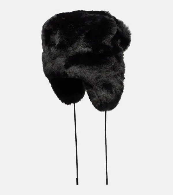 Goldbergh Faux Fur Trapper Hat With Drawstring Detail - Black