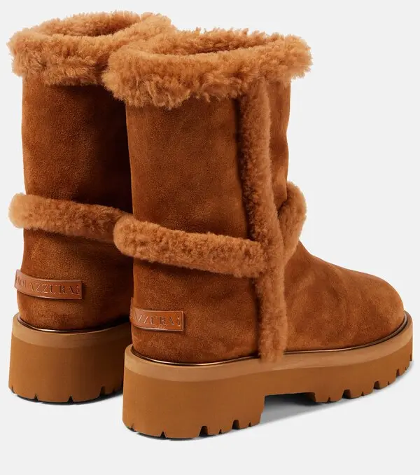 AQUAZZURA Teddi 20 Shearling-trimmed Suede Boots