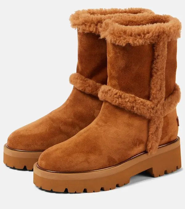 AQUAZZURA Teddi 20 Shearling-trimmed Suede Boots